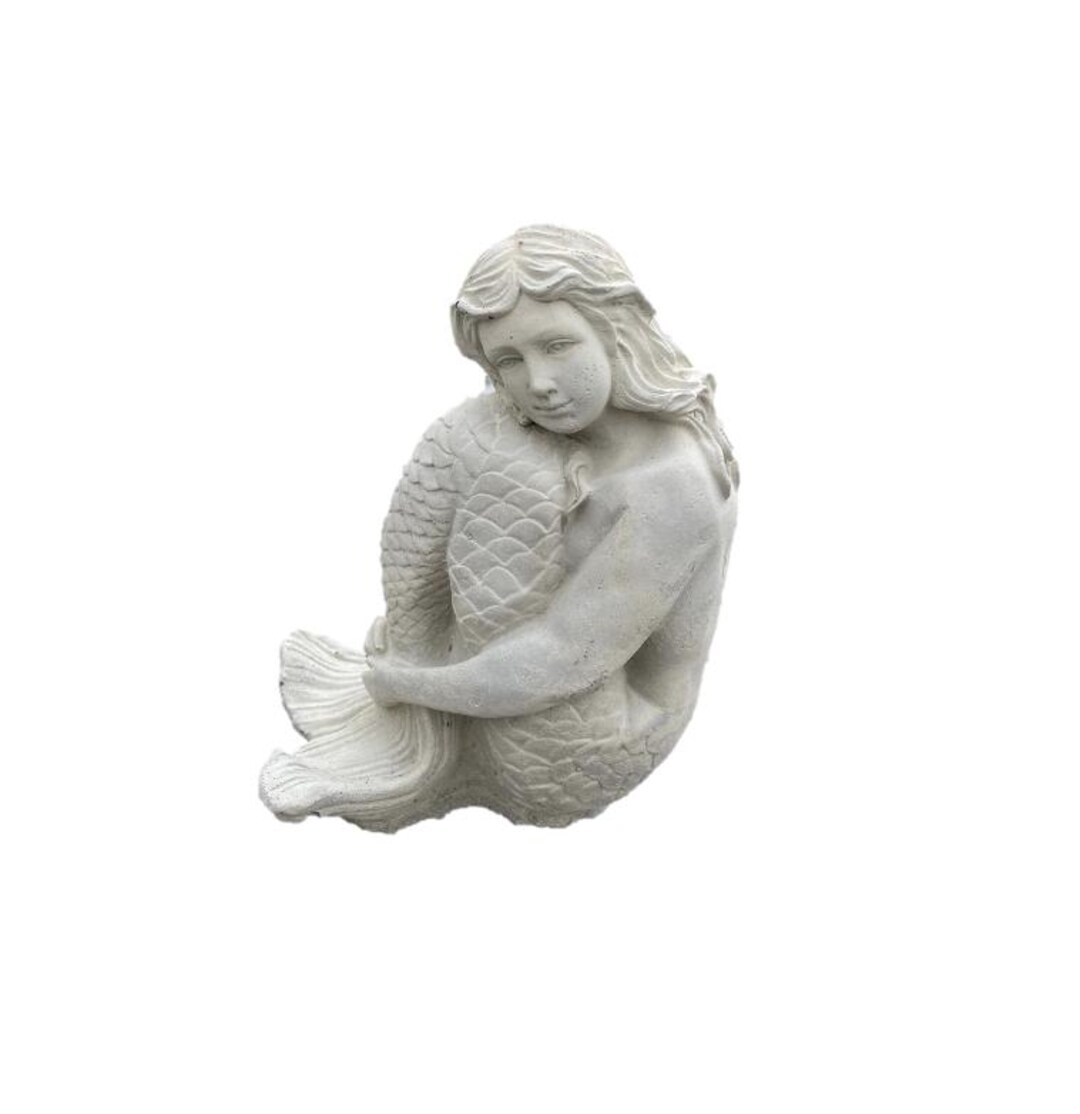 Sitting Mermaid Concrete Statue 8" - Natural Concrete. - Etsy