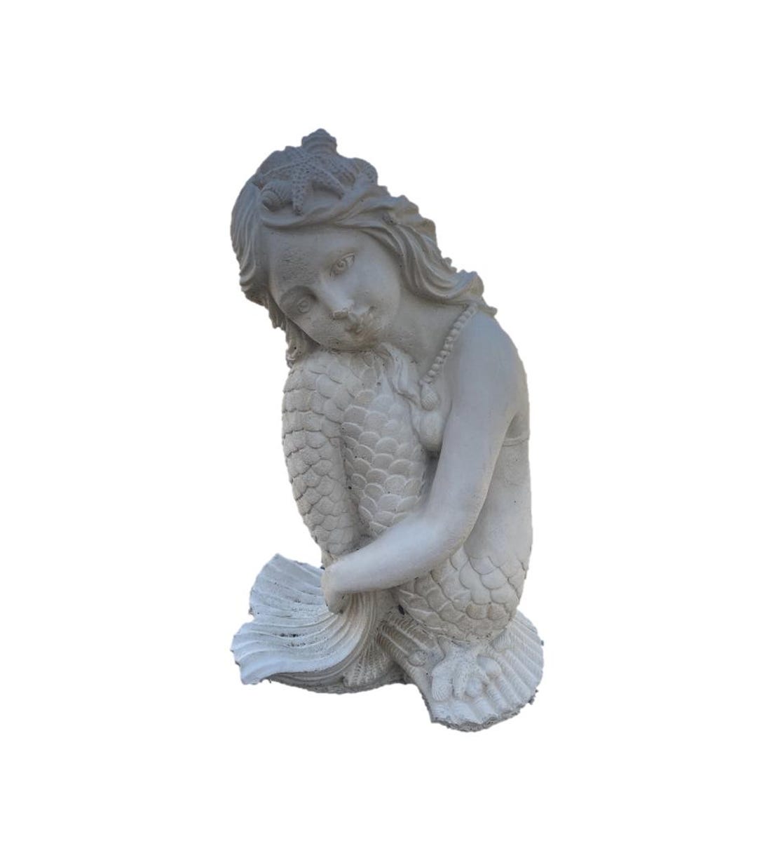 Sitting Mermaid (sm) Concrete Statue - Natural Concrete - Etsy