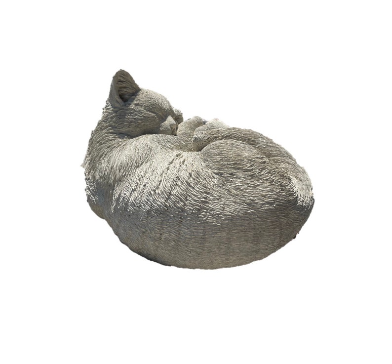 Laying Curled Cat Concrete Statue - Natural Concrete - Etsy