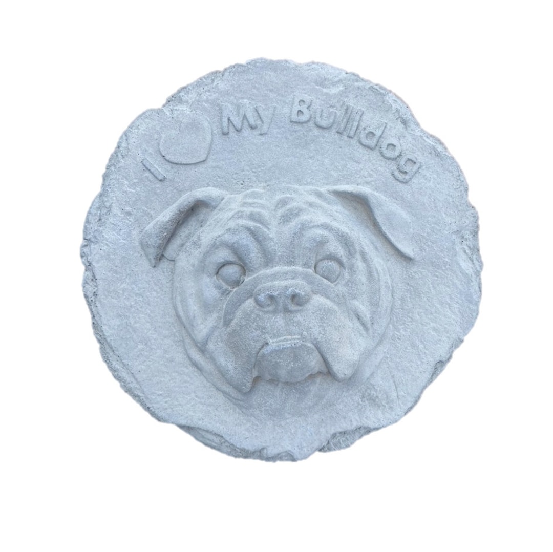 I Love My Bulldog Plaque Concrete Statue - Natural Concrete - Etsy