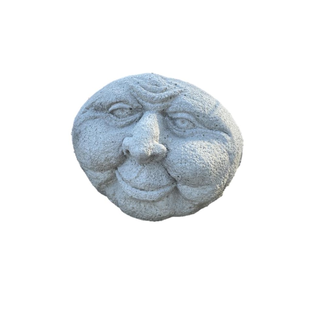 Moon Face Rock Concrete Statue - Natural Concrete - Etsy