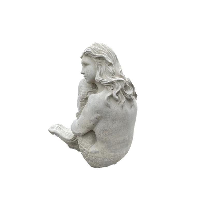 Sitting Mermaid Concrete Statue 8" - Natural Concrete. - Etsy