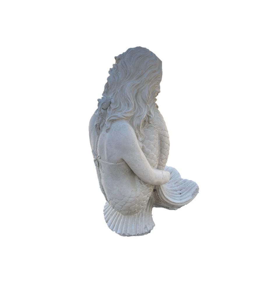 Sitting Mermaid (sm) Concrete Statue - Natural Concrete - Etsy