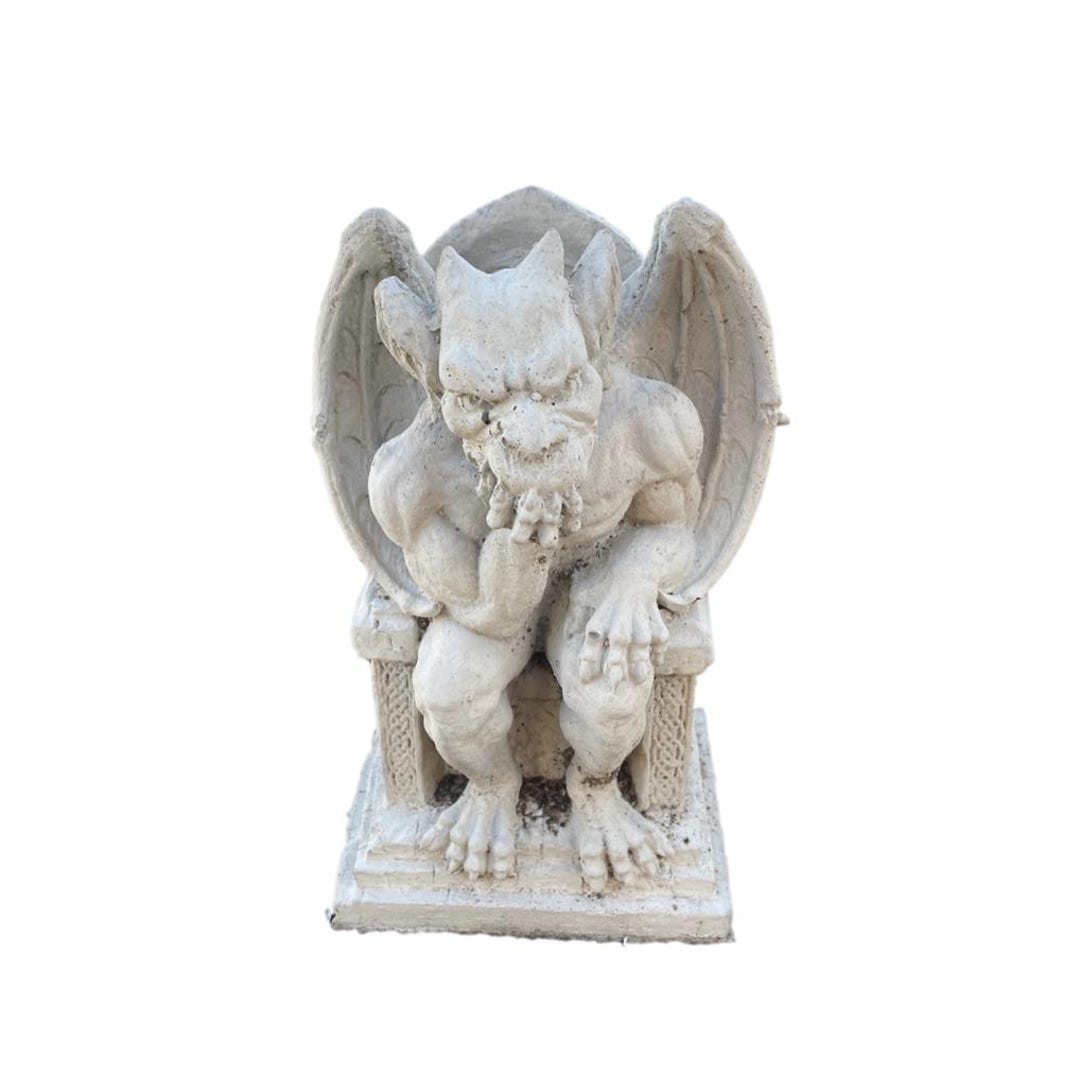 Gargoyle in Chair (xsm) Concrete Statue - Natural Concrete - Etsy