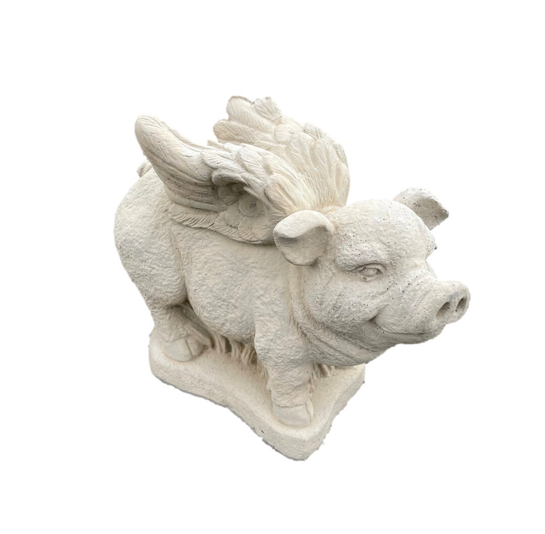 Standing Flying Pig Concrete Statue - Natural Concrete - Etsy