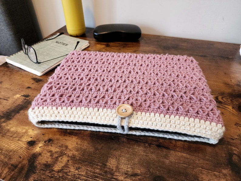 Handmade Chic and Elegant Crochet Laptop Sleeve With a Wooden Button ...
