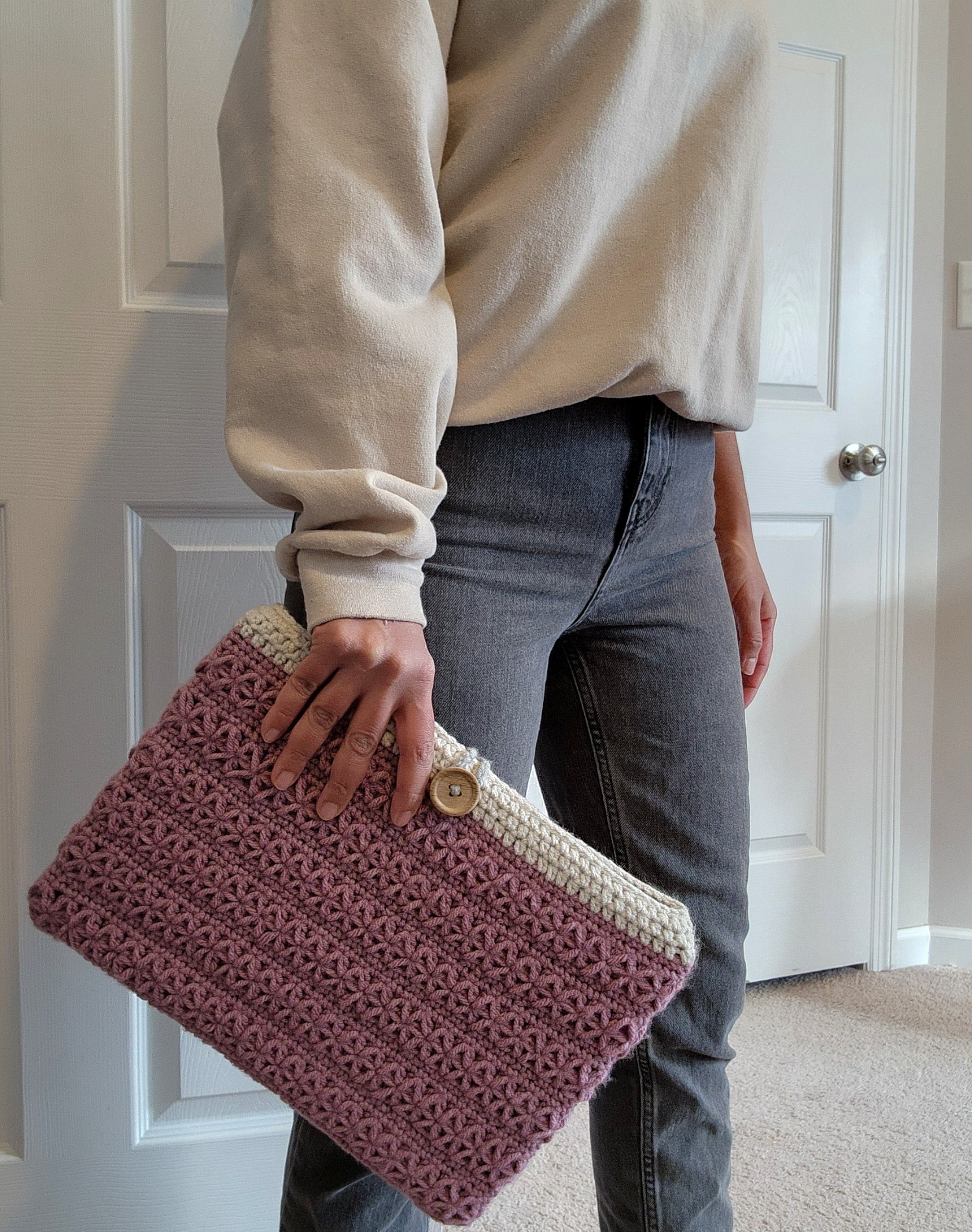 Handmade Chic and Elegant Crochet Laptop Sleeve With a Wooden Button ...