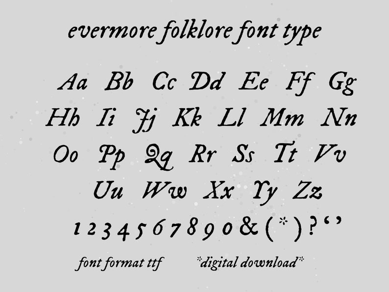 Evermore Folklore Type Font, Taylor's Font, Version Font, Swiftea ...