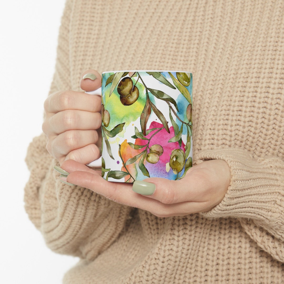 Watercolor Olive Styled Mug, Olives Coffee Ceramic Mug 11oz - Etsy