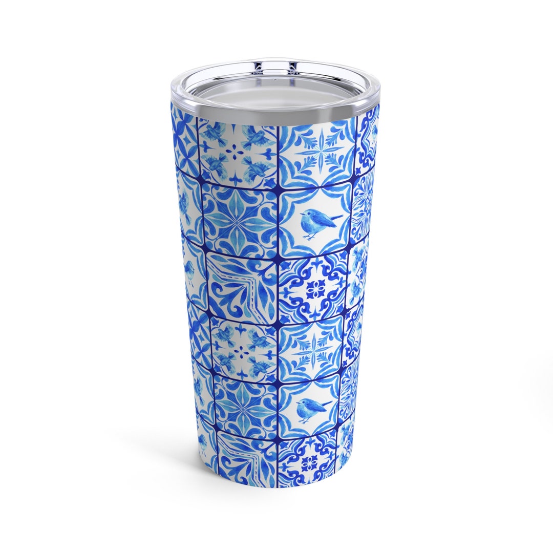 Azulejos Portuguese Style Tumbler, Portuguese Souvenir, Blue Tiles ...
