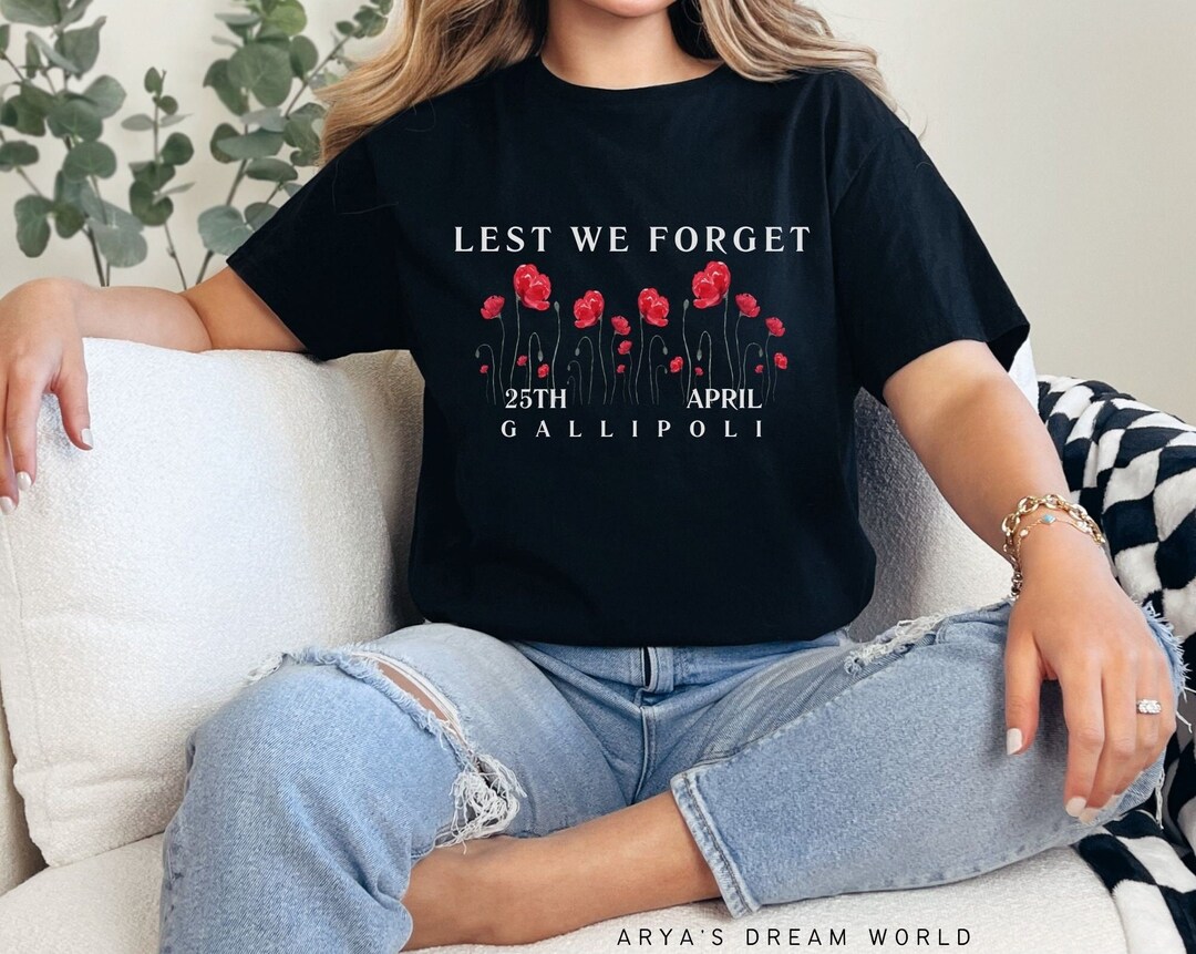 ANZAC Day Poppy Remembrance T-shirt, ANZAC Shirt, Poppy Flower Anzac ...