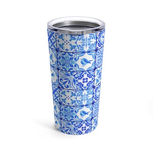 Azulejos Portuguese Style Tumbler, Portuguese Souvenir, Blue Tiles ...