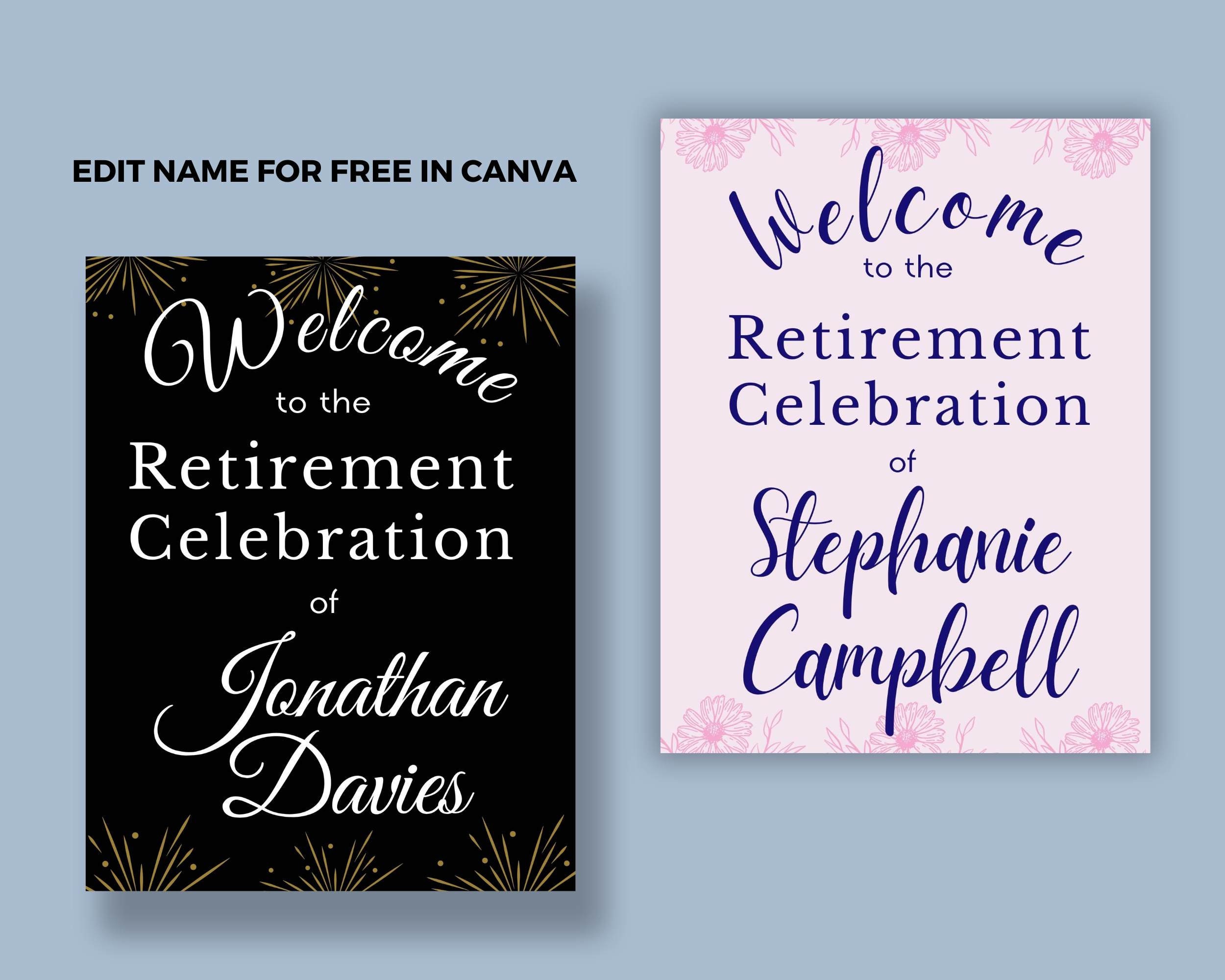 Personalized Retirement Party Welcome Sign, Printable Retirement ...