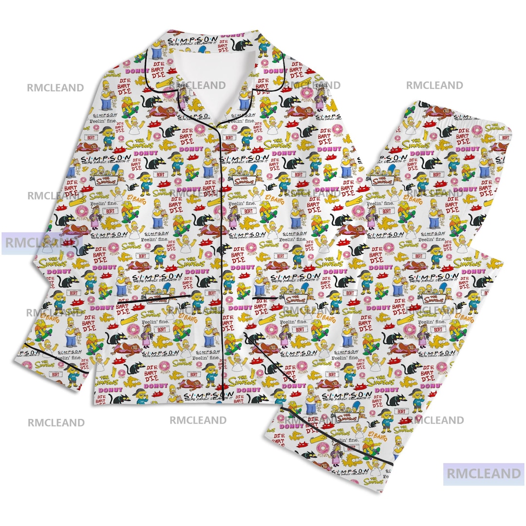 The Simpsons Sitcom Unisex Long Sleeve Adult Nightwear Pajama Set, the ...