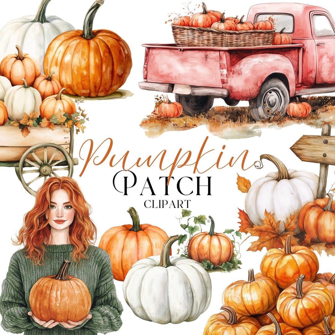 Pumpkin Patch Clipart - Watercolor Images for Personal and Commercial ...