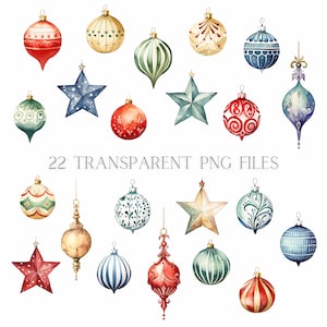 Christmas Ornaments Clipart - Digital Download - Transparent PNG ...