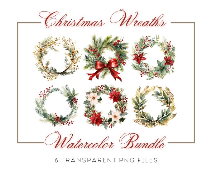 Classic Christmas Clipart - Watercolor Clipart for Personal and ...