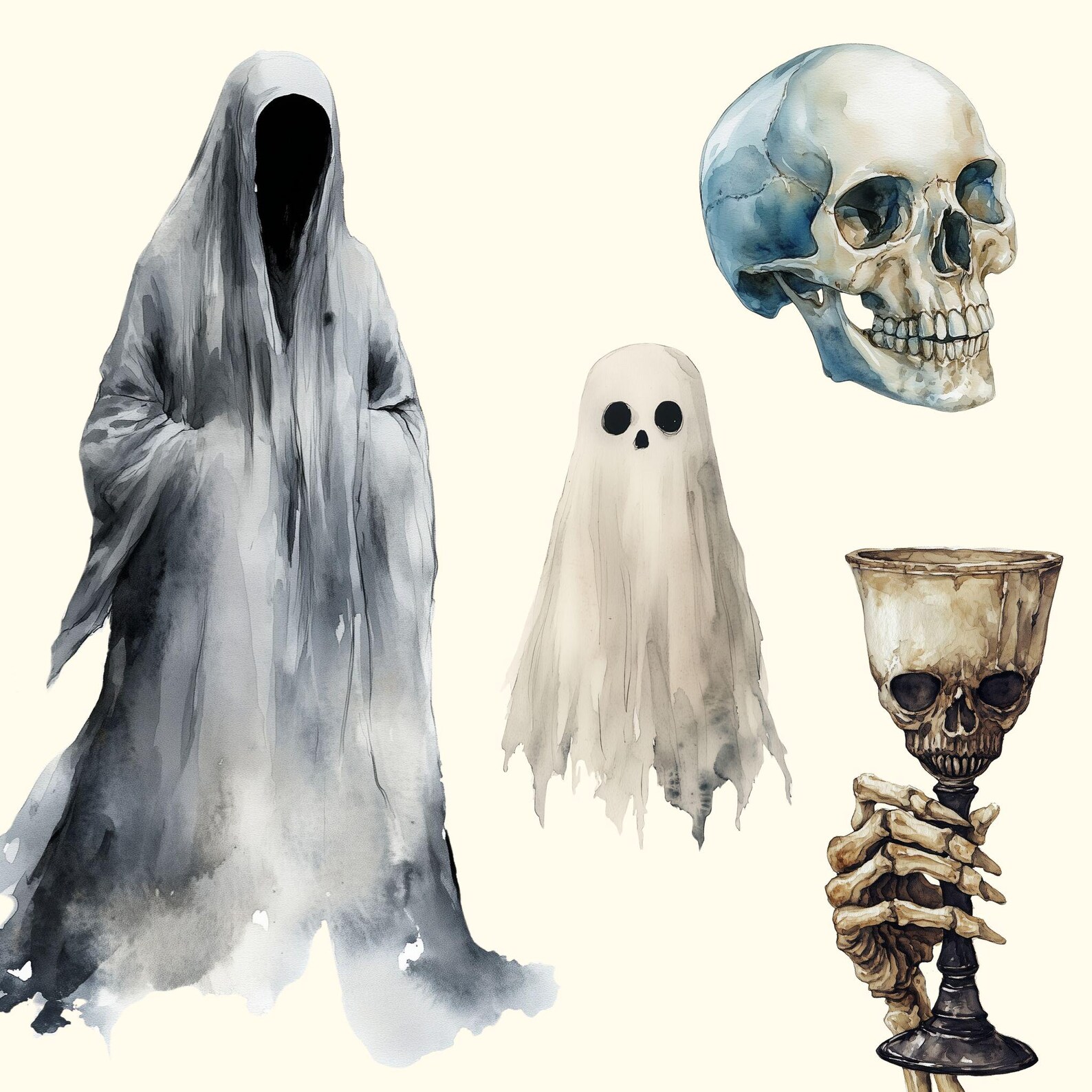 Haunted House Watercolor Clipart - Halloween Clipart - Set of ...