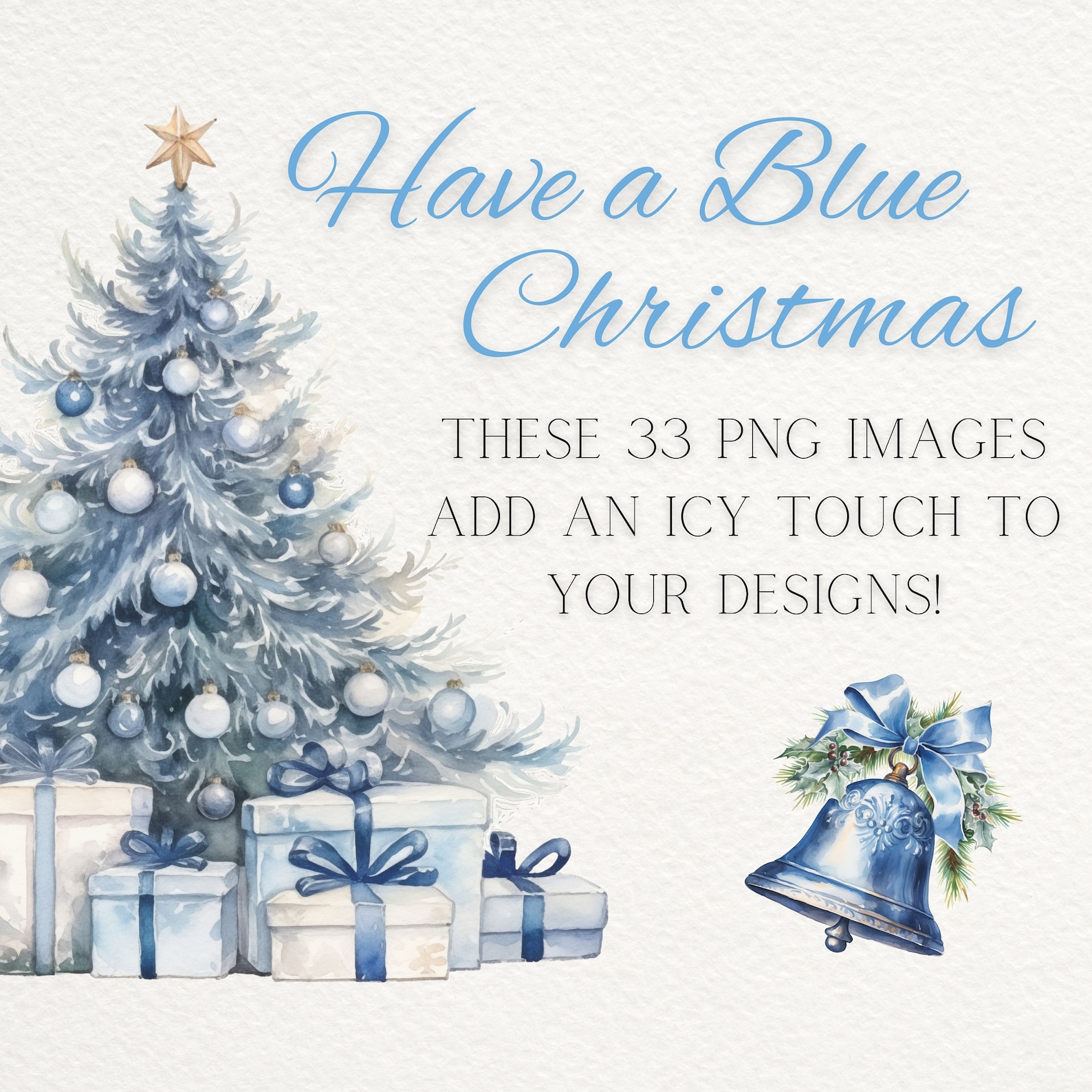 Blue Christmas Watercolor Clipart - Transparent PNG - Christmas Trees ...