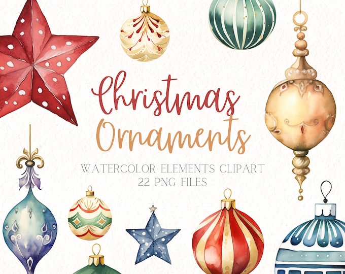 Classic Christmas Clipart - Watercolor Clipart for Personal and ...