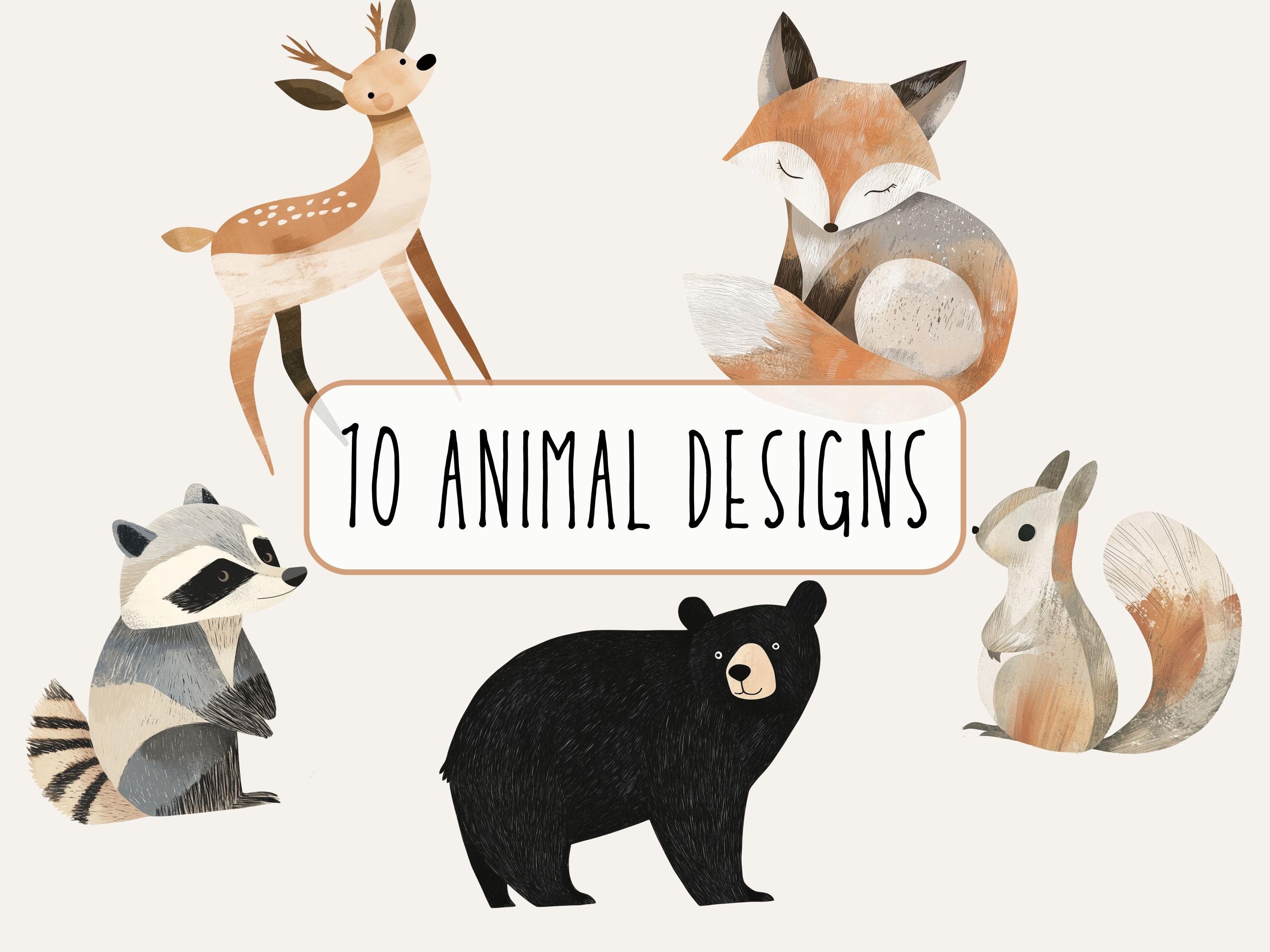 Woodland Animals Clipart Set - Whimsical Illustrations - Set of ...