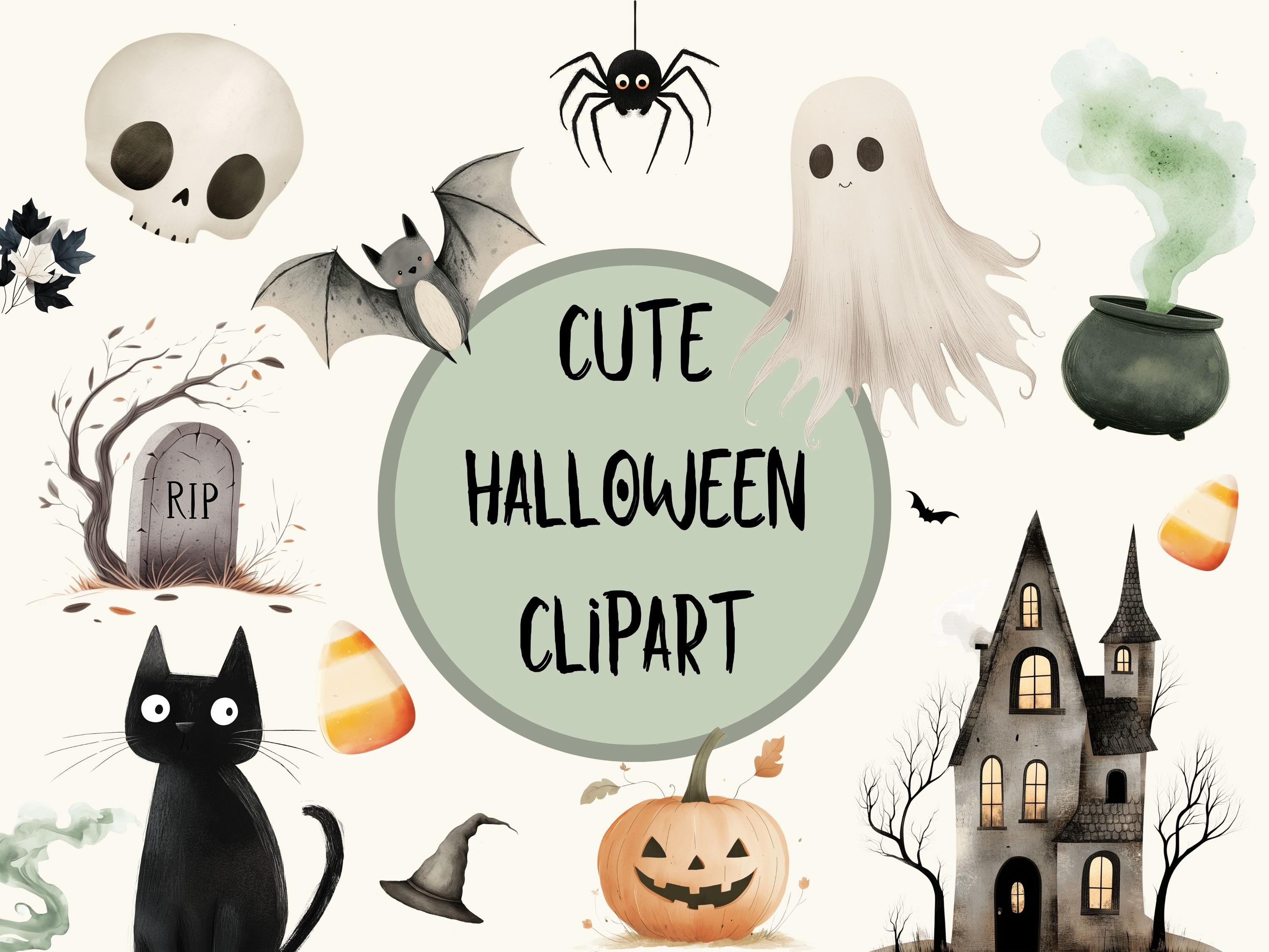 Cute Halloween Clipart Set - Whimsical Illustrations - Set of ...