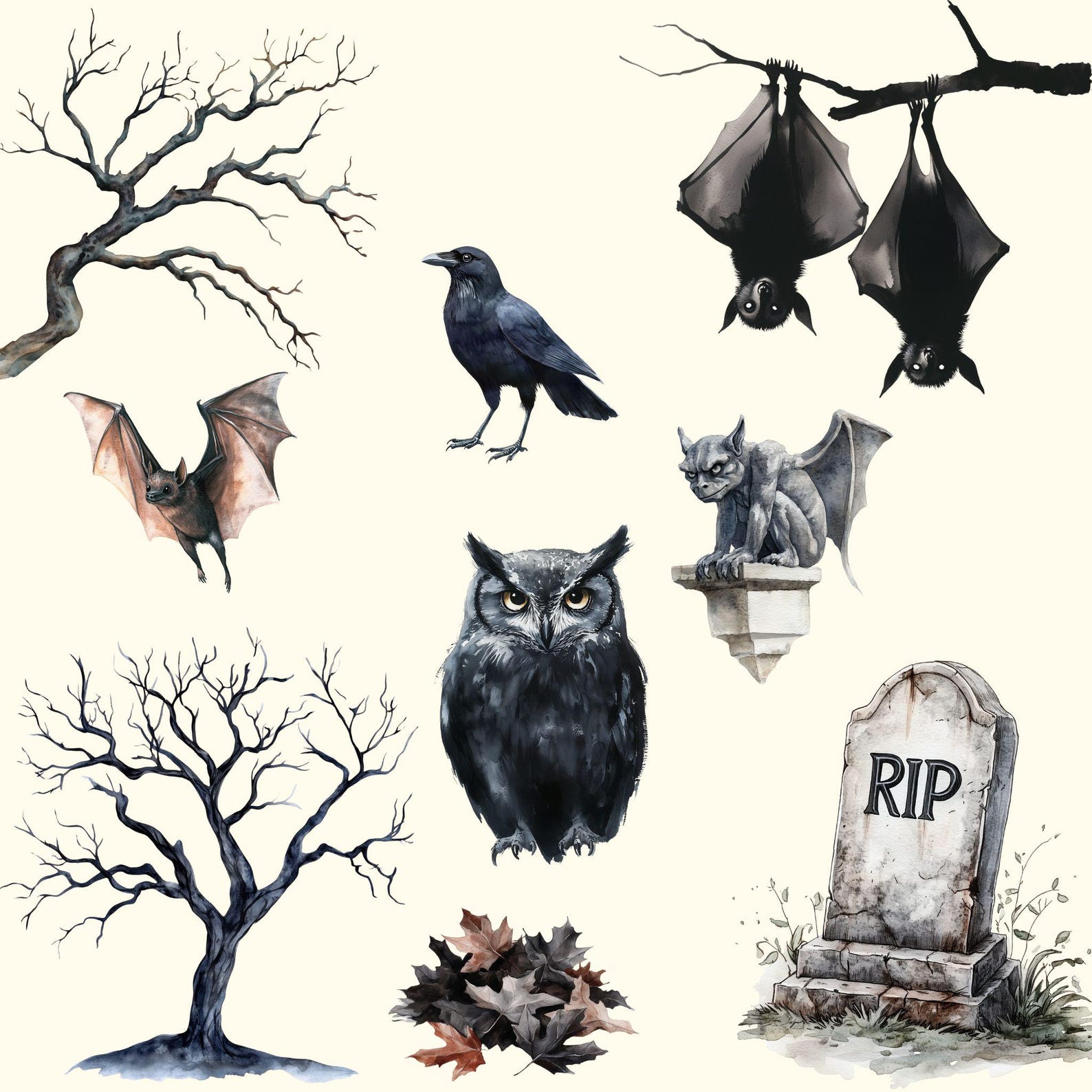 Haunted House Watercolor Clipart - Halloween Clipart - Set of ...