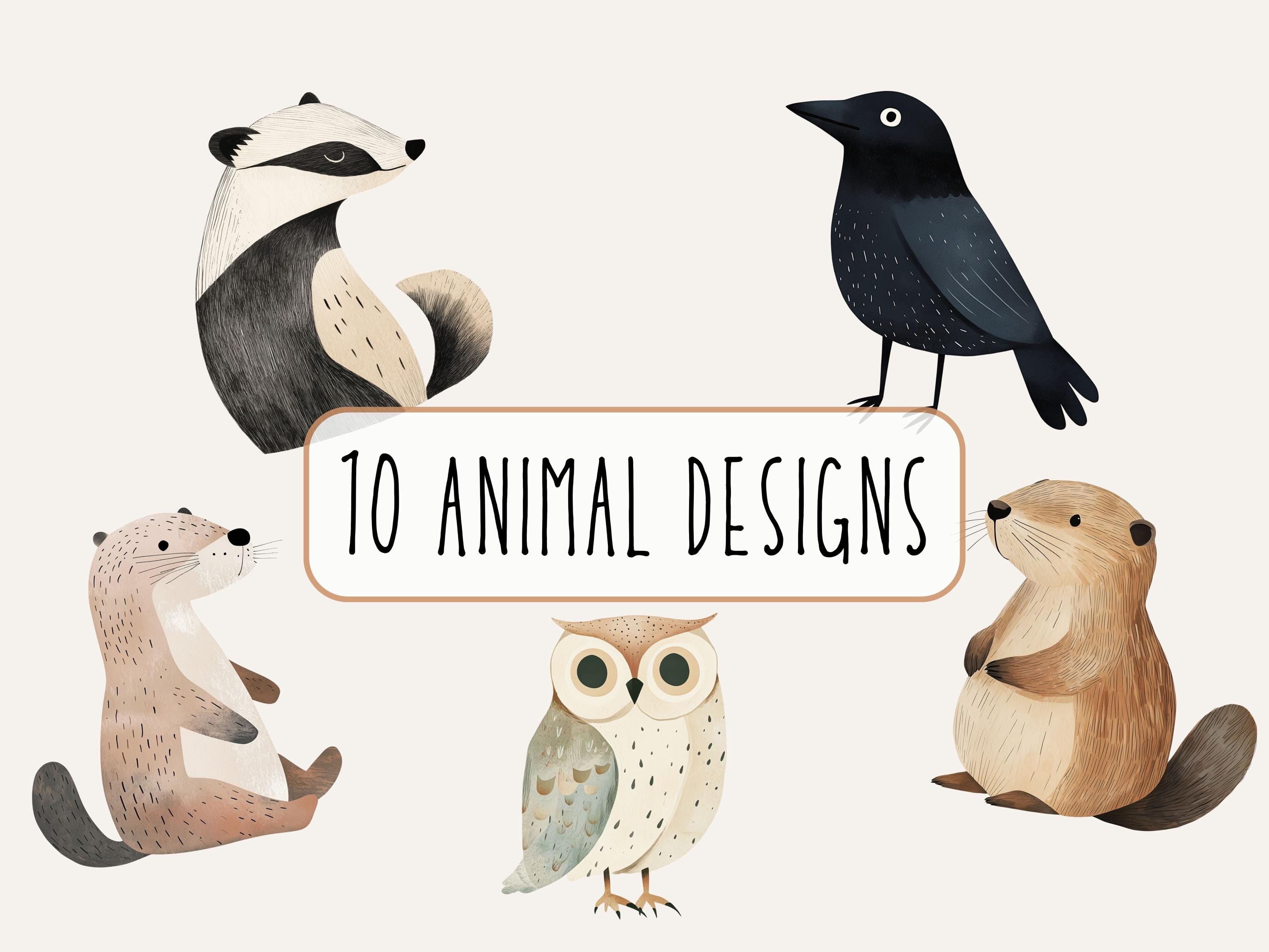 Woodland Animals Clipart Set - Whimsical Illustrations - Set of ...