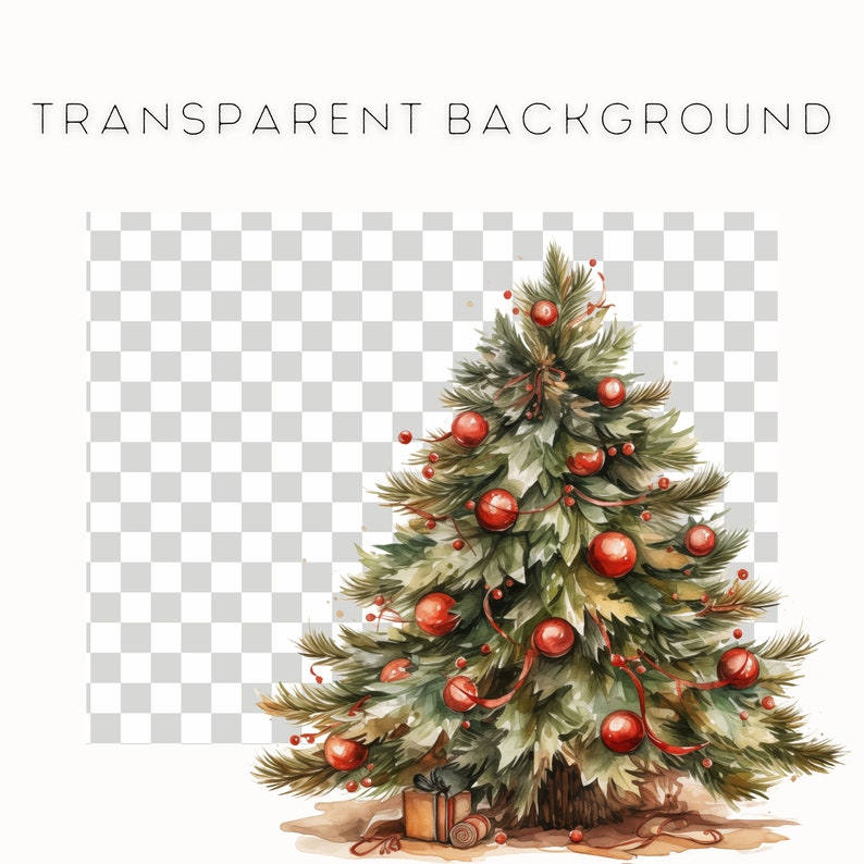 Watercolor Christmas Trees Clipart Bundle - Transparent PNG ...