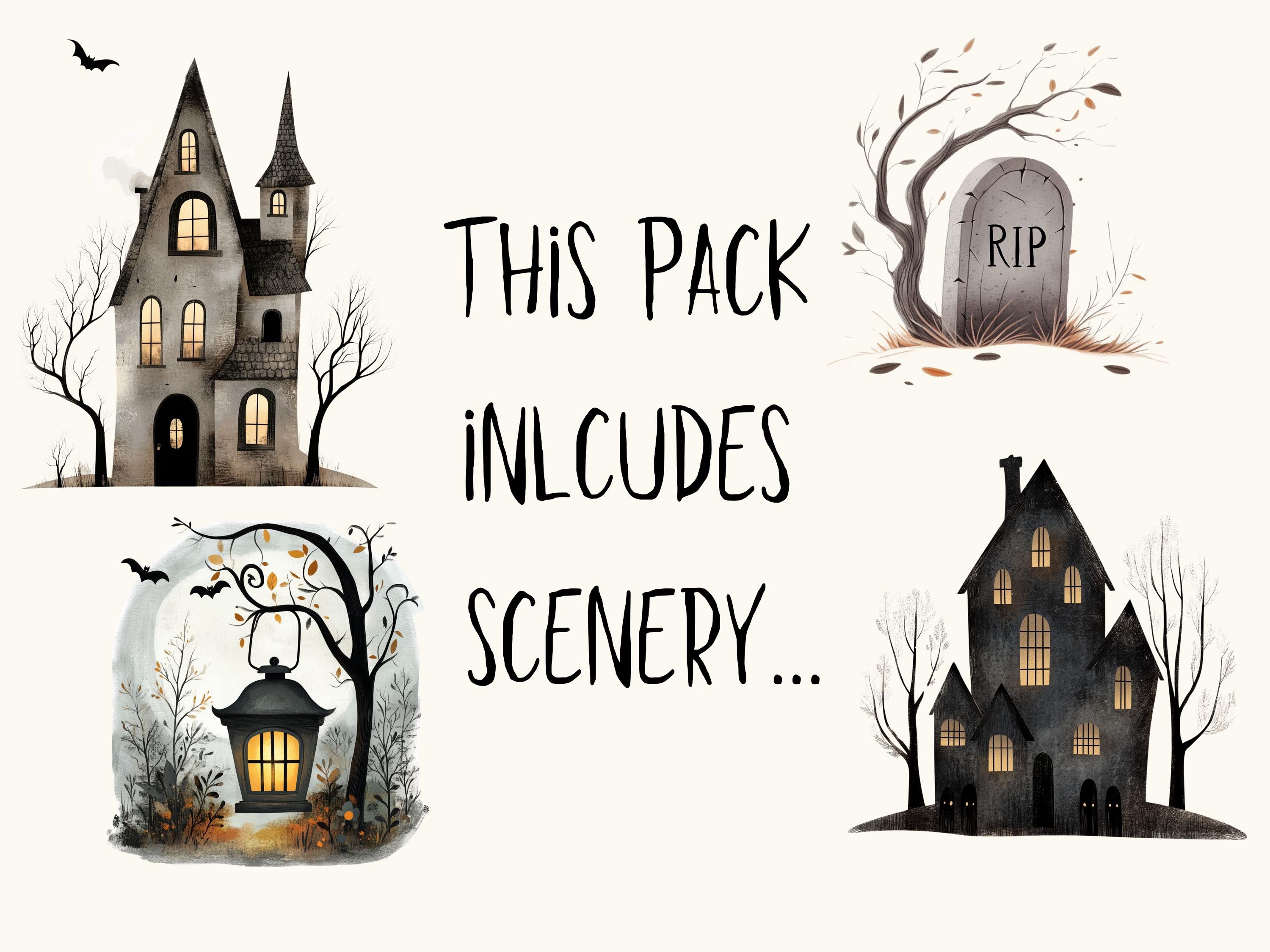 Cute Halloween Clipart Set - Whimsical Illustrations - Set of ...