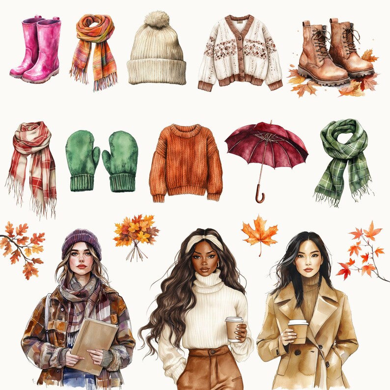 Autumn Cottagecore Watercolor Clipart for Seasonal Decor and Commercial ...