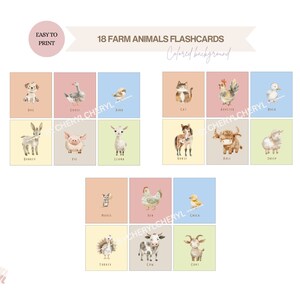 Farm Animals Cards, Montessori Flash Cards, Pre-school Cards, Colourful ...