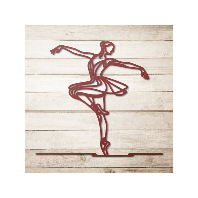 Die Cut Steel Metal Powder Coated Wall Art Line Art of a Ballerina ...