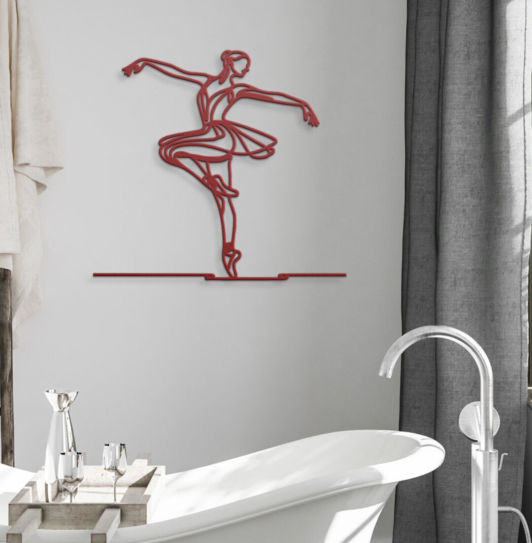 Die Cut Steel Metal Powder Coated Wall Art Line Art of a Ballerina ...