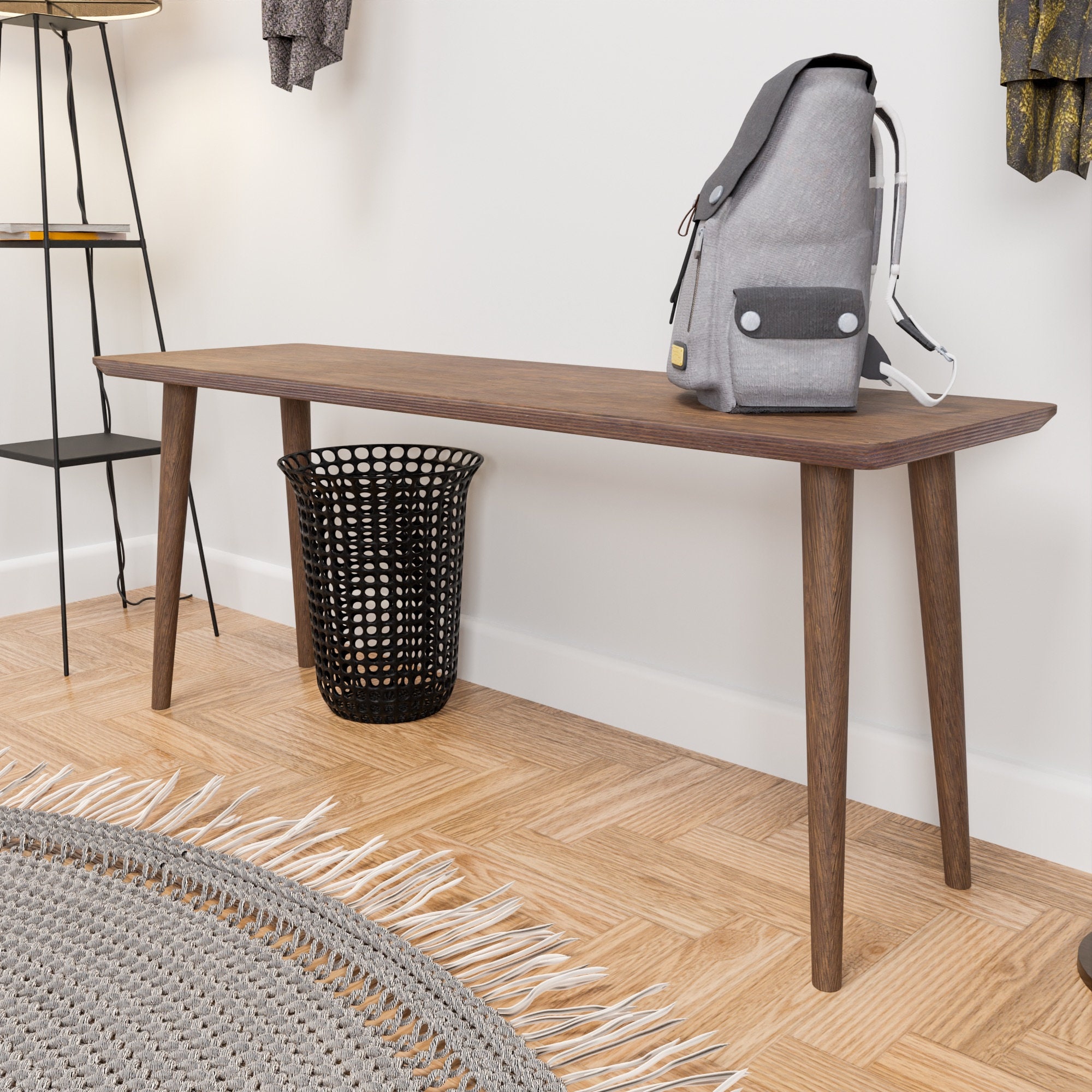 Shoe Rack Bench Mid Century Modern Entryway Bench Wooden - Etsy