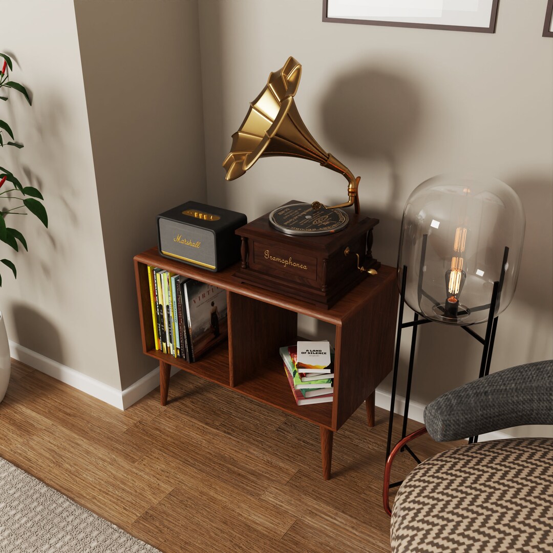 Unique Pine Wood Record Player Stand, Retro Home Decoration,vinyl ...