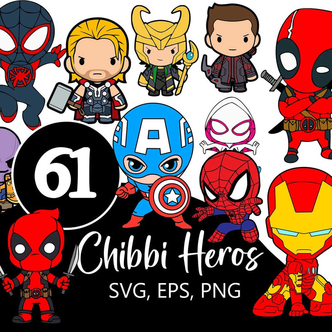Chibi Superhero Svg Bundle Layered Svg Baby Avengers Svg Bundle ...