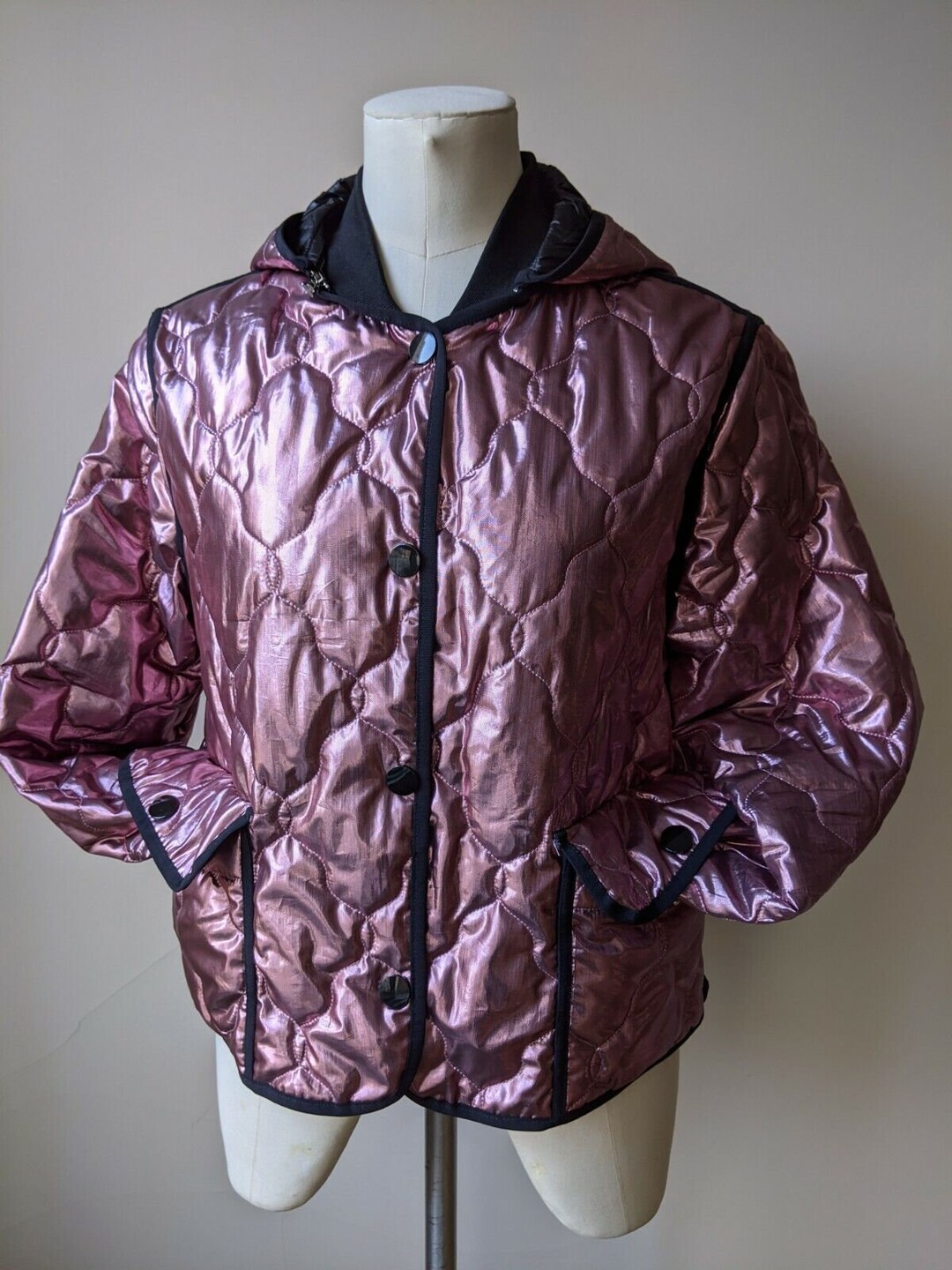 Pinko Metallic Pink Puffer Jacket Winter Coat Womens SZ L - Etsy