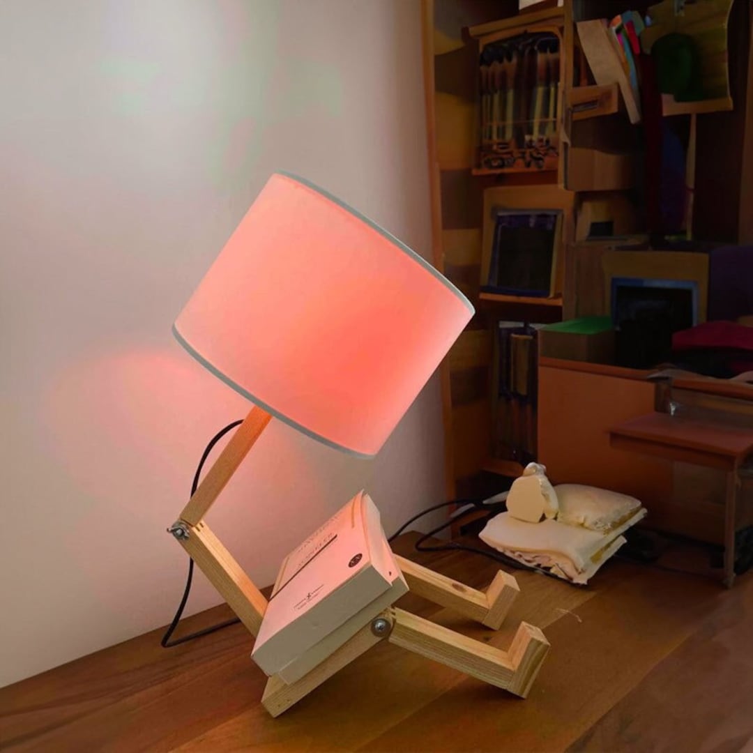 Creative Table Lamp With Wood Base Changeable Shape Desk Lamp for ...