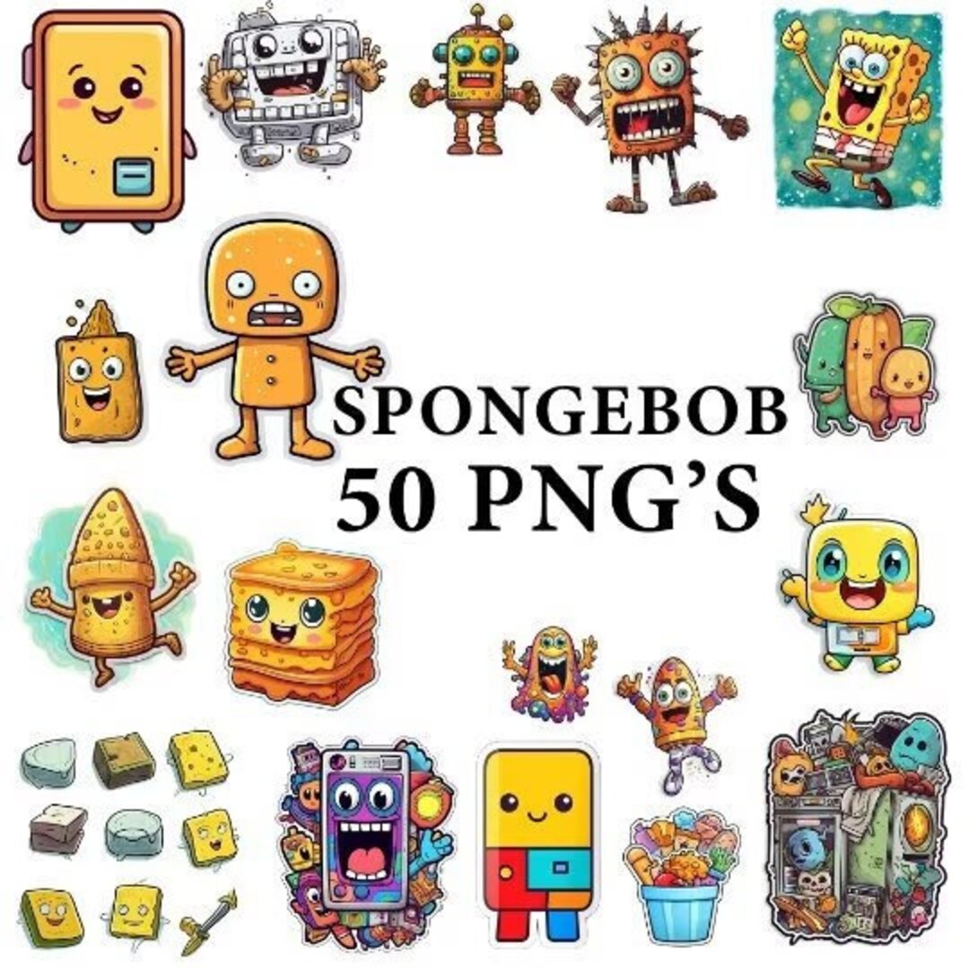 Spongebob Pngs Bundle, Silhouette,png , Dxf - Etsy