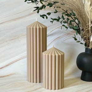 Extra Large Thick Ribbed Pillar Candles - 7cm Diameter - Decorative ...