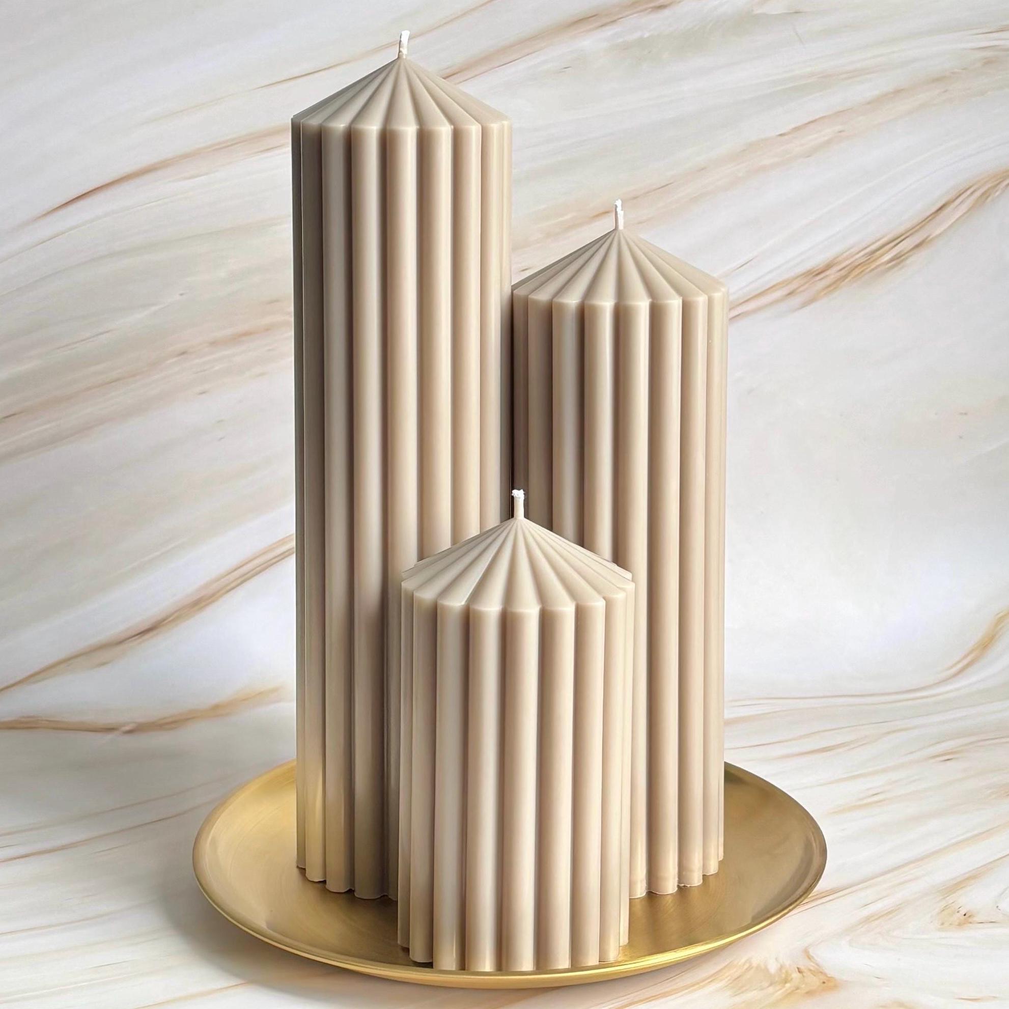 Large Tall Thick Ribbed Pillar Candles - 7cm Diameter Unscented - Etsy UK