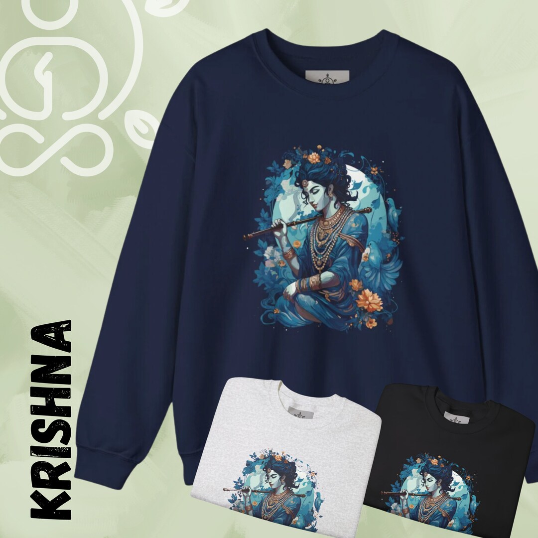 Krishna Sweatshirt, Hindu God Sweatshirt, Janmashtami, Mystic God Yoga ...