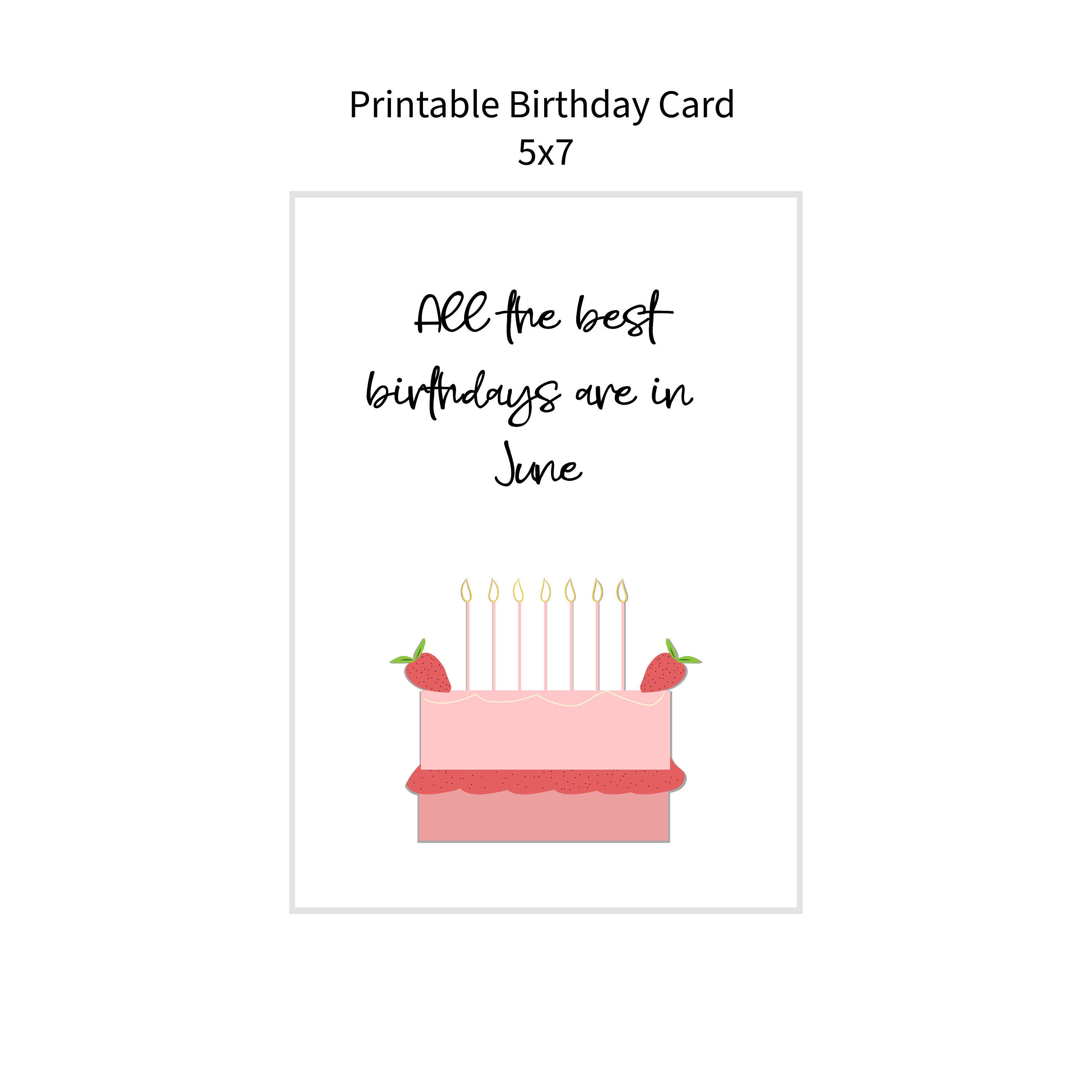 June Birthday Card Printable Birthday Card Sister Birthday Card Funny ...