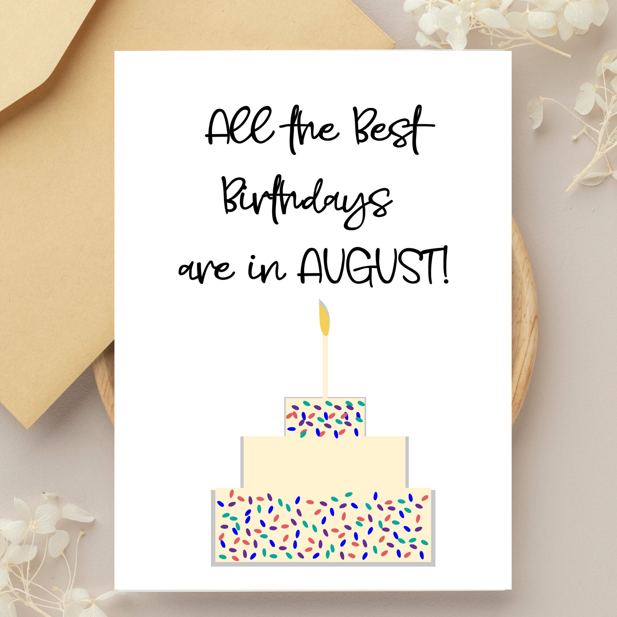 August Birthday Card Printable Birthday Card Sister Birthday Card Funny ...