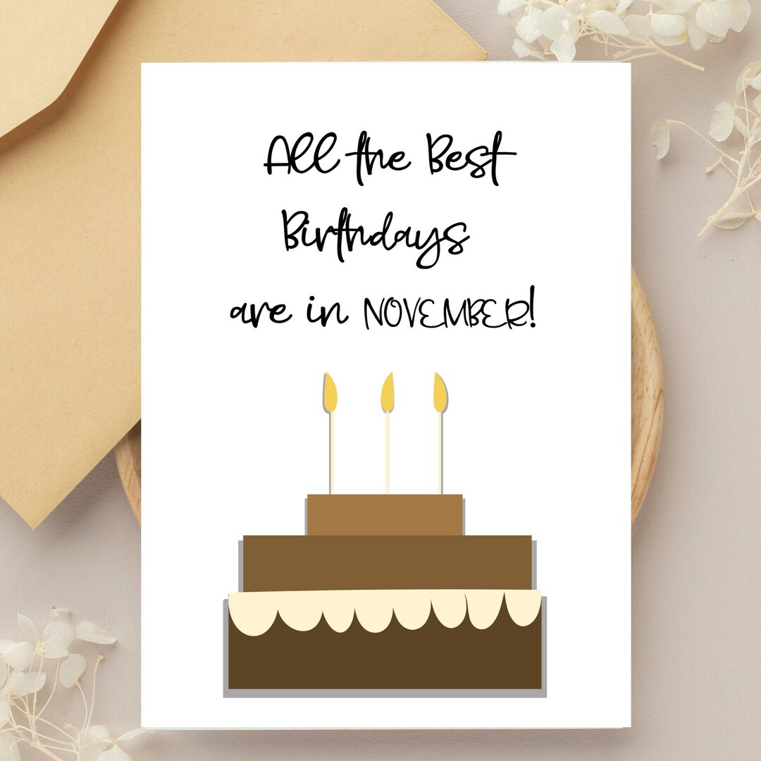 November Birthday Card Printable Birthday Card Sister Birthday Card ...
