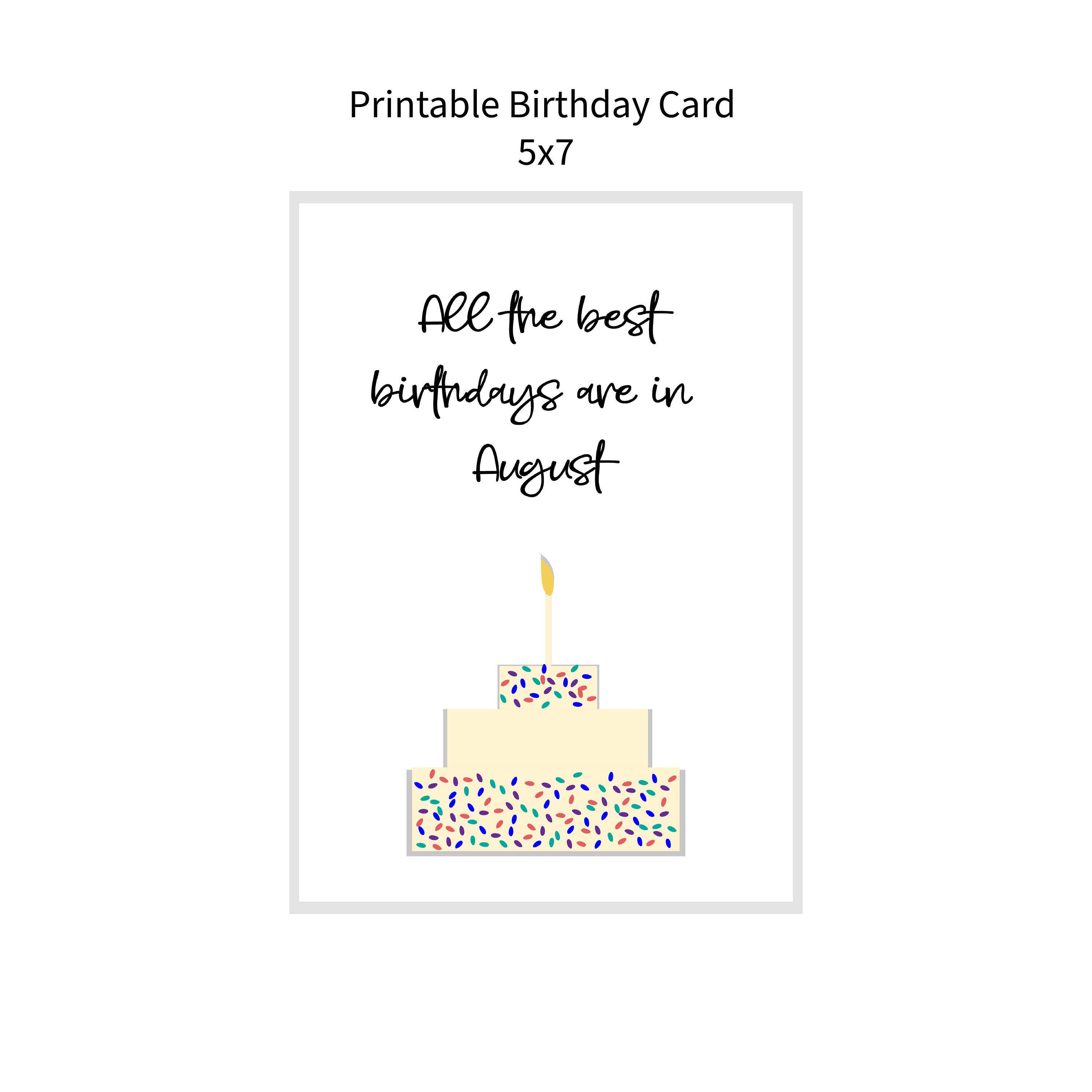 August Birthday Card Printable Birthday Card Sister Birthday Card Funny ...