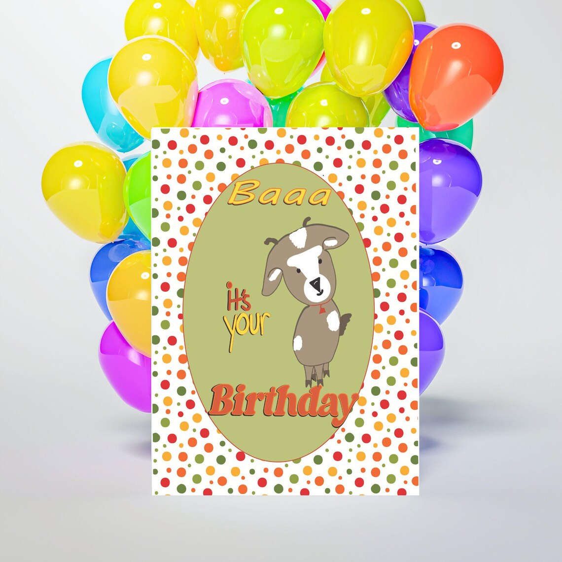 Farm Animal Birthday Card Playful Goat Birthday Card - "baaa, It's Your ...