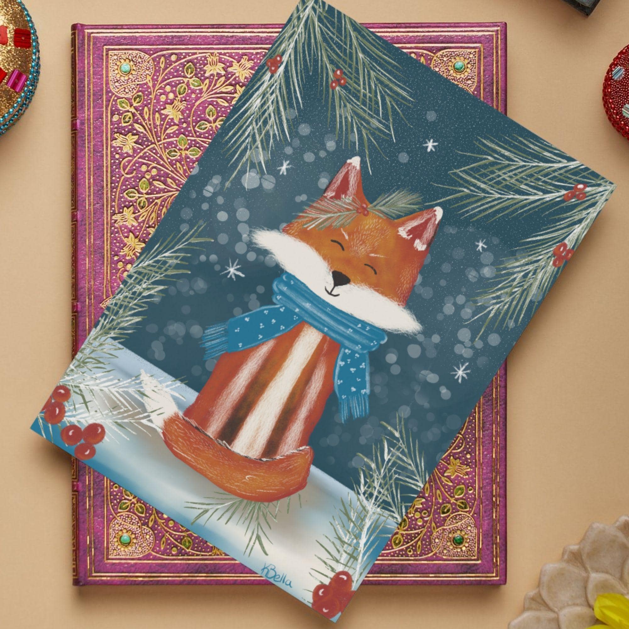 Fox Christmas Card Printable Winter Woodland Holiday Greeting Card - Etsy