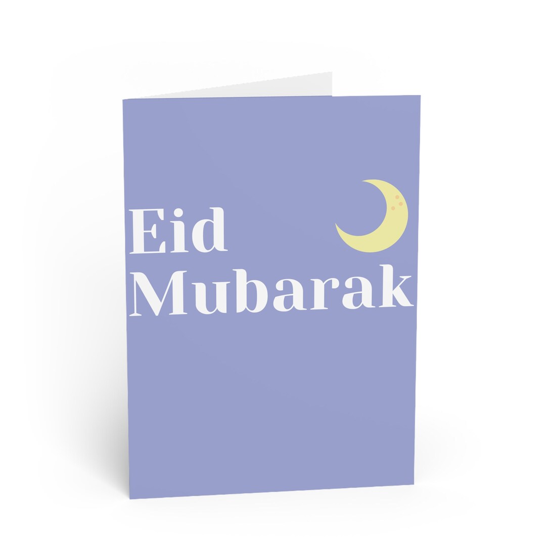 Eid Mubarak Card. Islamic Islam Card. Moon Blue Yellow Card. - Etsy